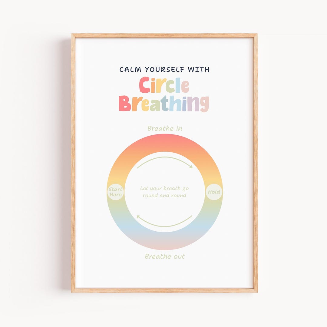 Mindfulness Breathing Printable for Kids, Calm Down Corner Poster ...