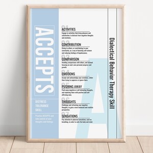 ACCEPTS DBT Poster, Distress Tolerance Skill, DBT Skill, Mental Health ...