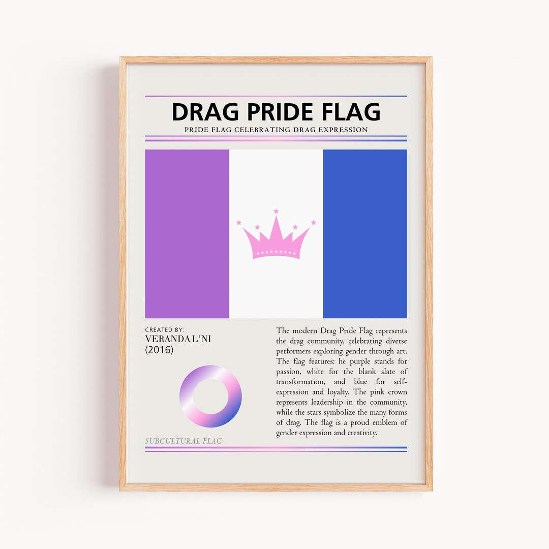 Drag Pride Flag Poster, Pride Month Flag Print, LGBTQ History, Pride ...