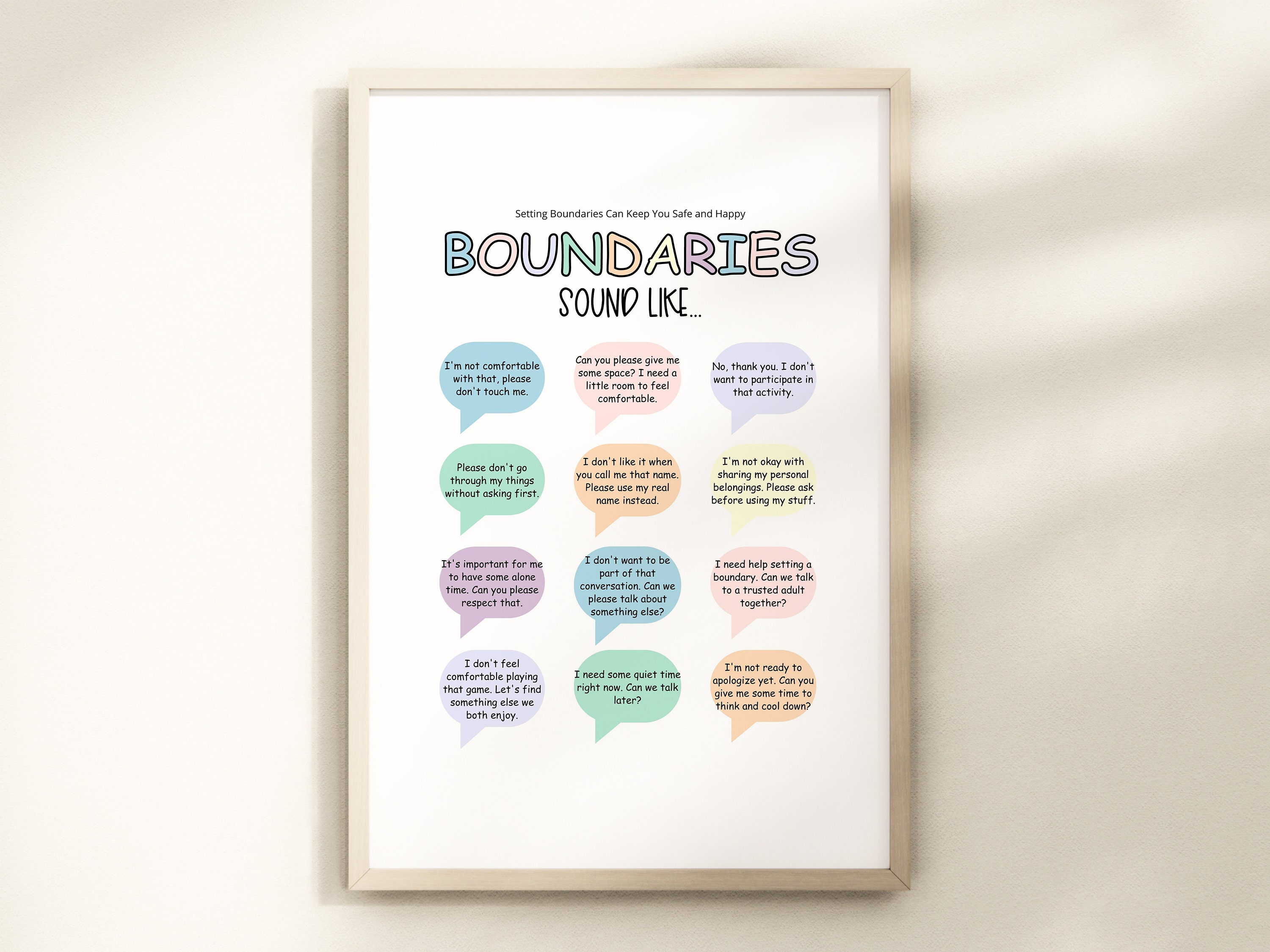 Boundaries for Kids, Boundaries Sound Like Poster, Boundary Setting ...