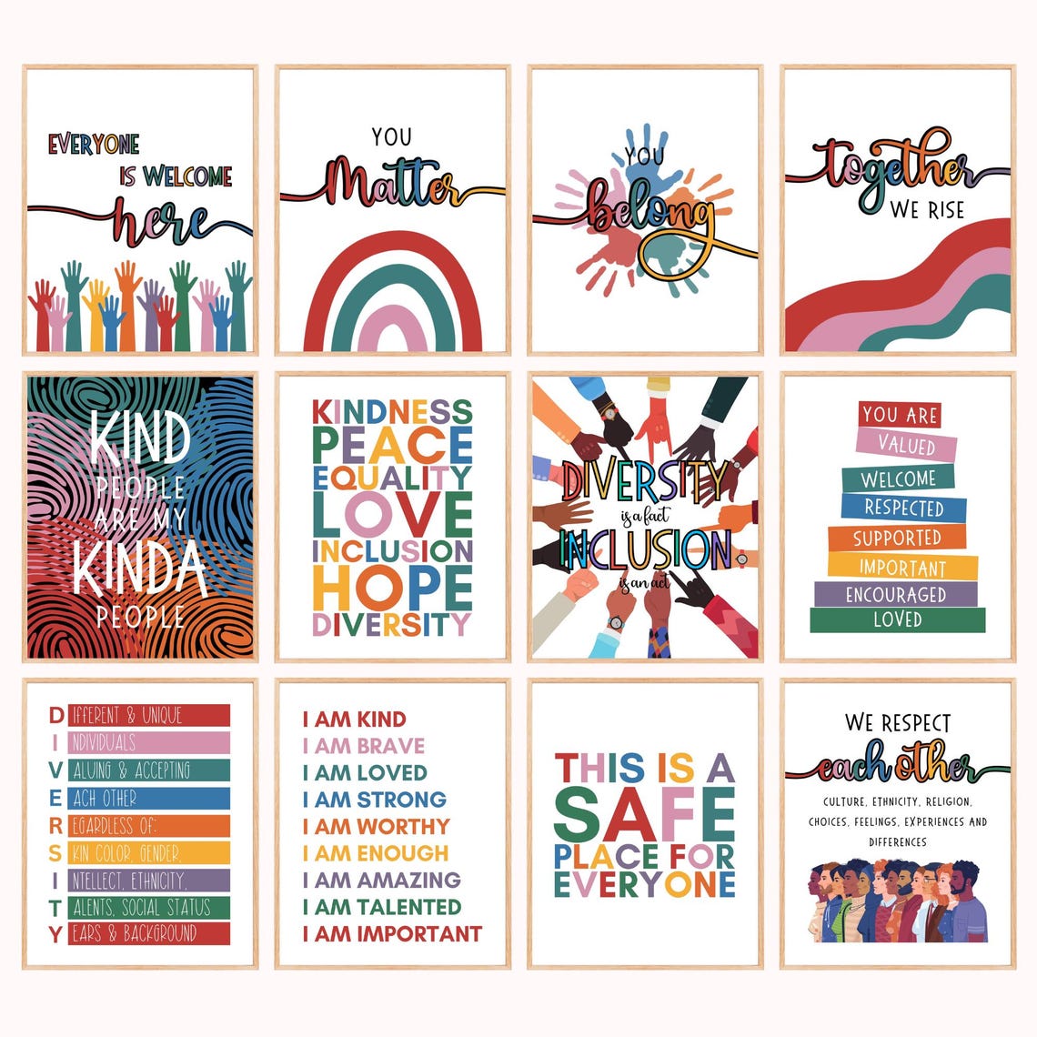 Set of 12 Diversity and Inclusion Posters, School Counselor Office ...