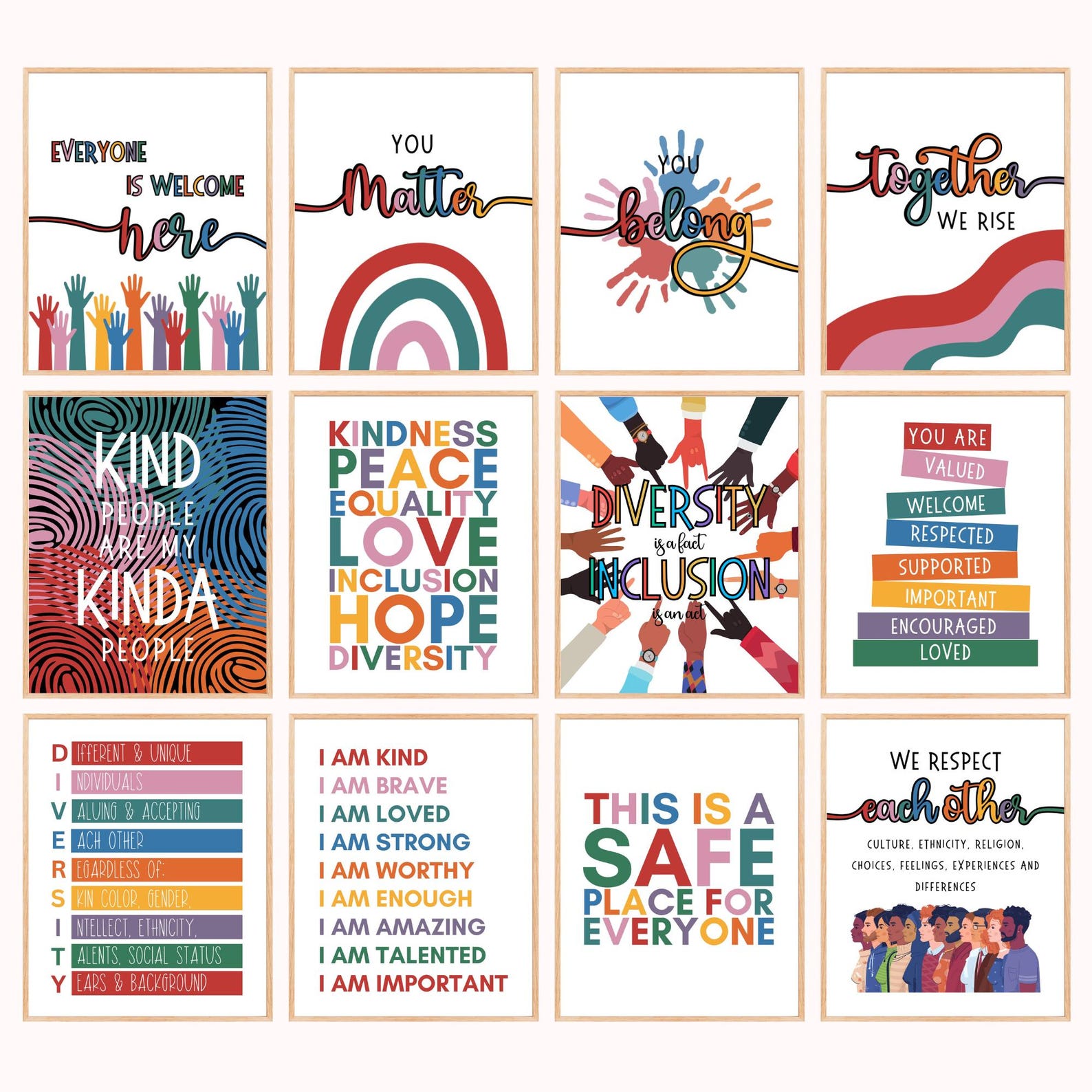 Set of 12 Diversity and Inclusion Posters, School Counselor Office ...