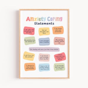 Anxiety Coping Statements Poster, Anxiety Affirmation, Grounding ...