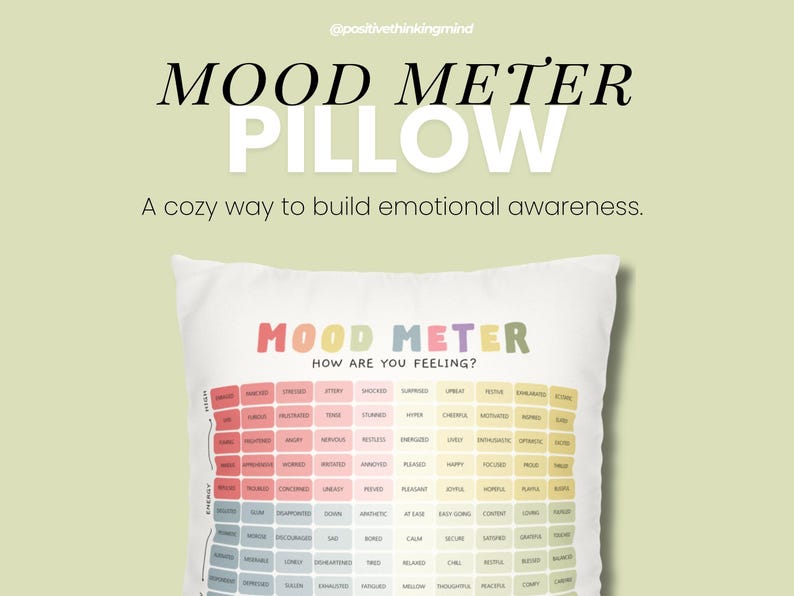 Therapy Office Pillow, Mood Meter and Coping Skills, Kids Mood Board ...
