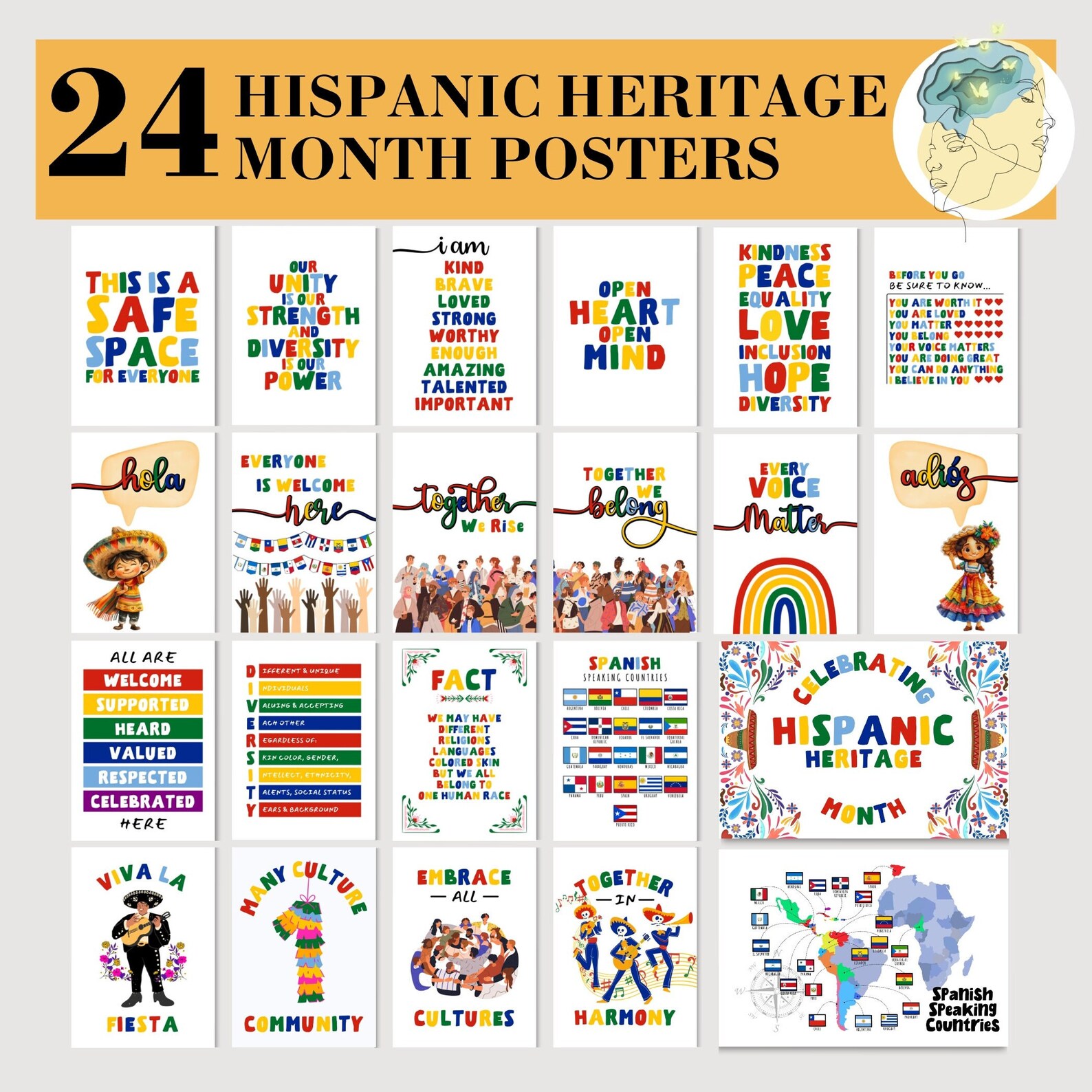 Hispanic Heritage Month Bulletin Board, Hispanic Art Prints, Hispanic ...