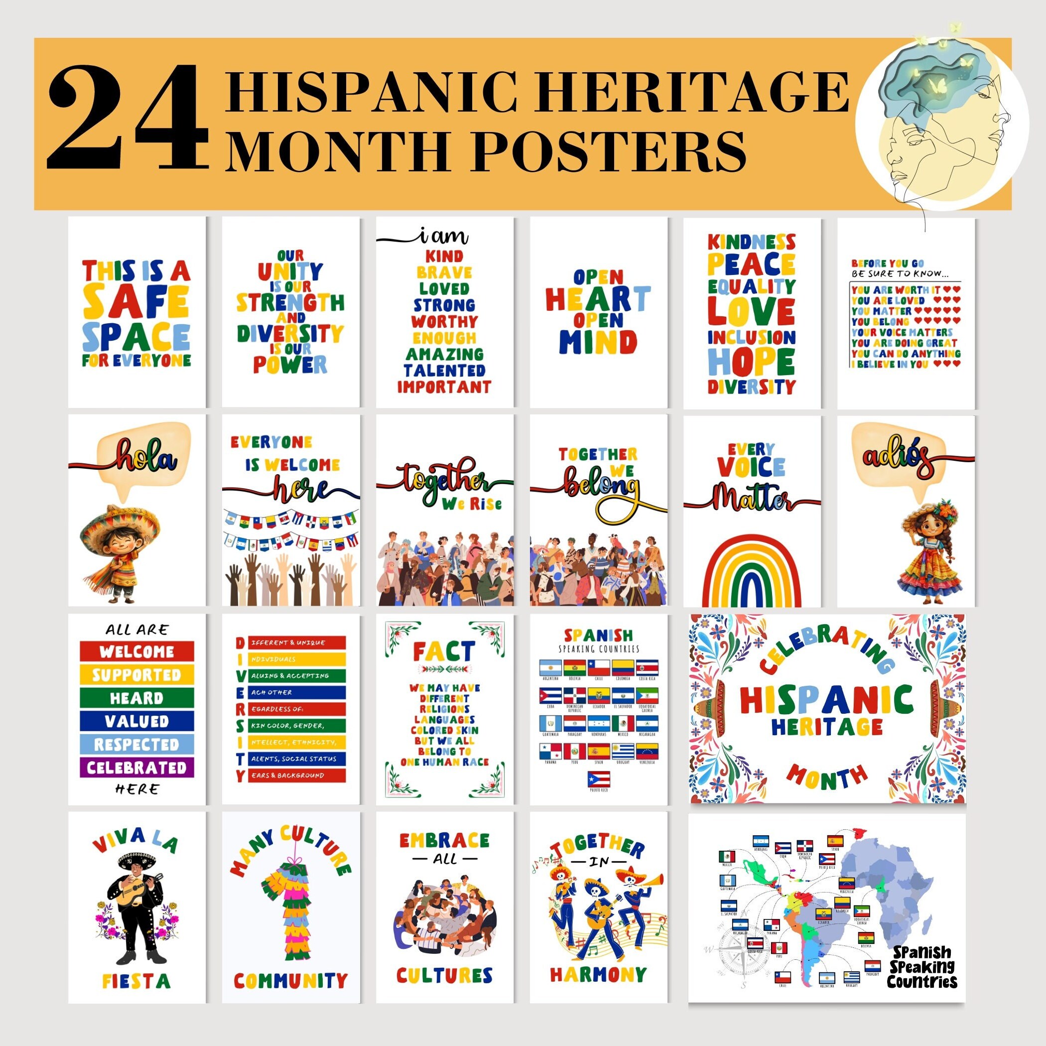 Hispanic Heritage Month Bulletin Board, Hispanic Art Prints, Hispanic ...