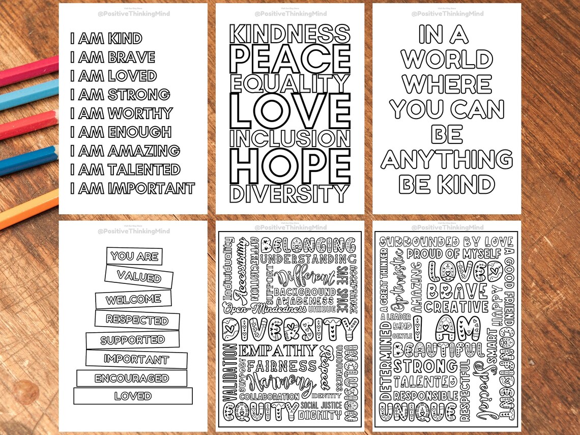 Inclusive & Affirmative Kids Coloring Pages 15 Digital Printable Sheets ...