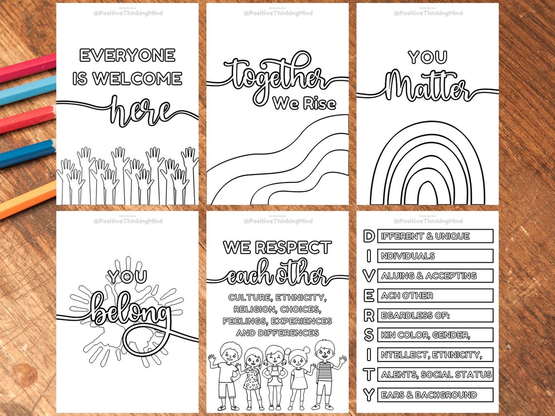 Inclusive & Affirmative Kids Coloring Pages 15 Digital Printable Sheets ...