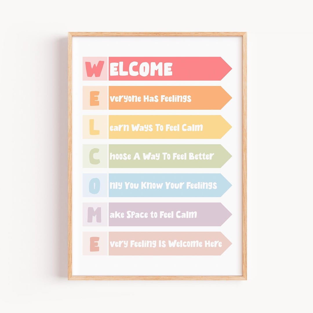 Welcome Sign Classroom, Calming Therapy Room Art, Emotional Regulation ...