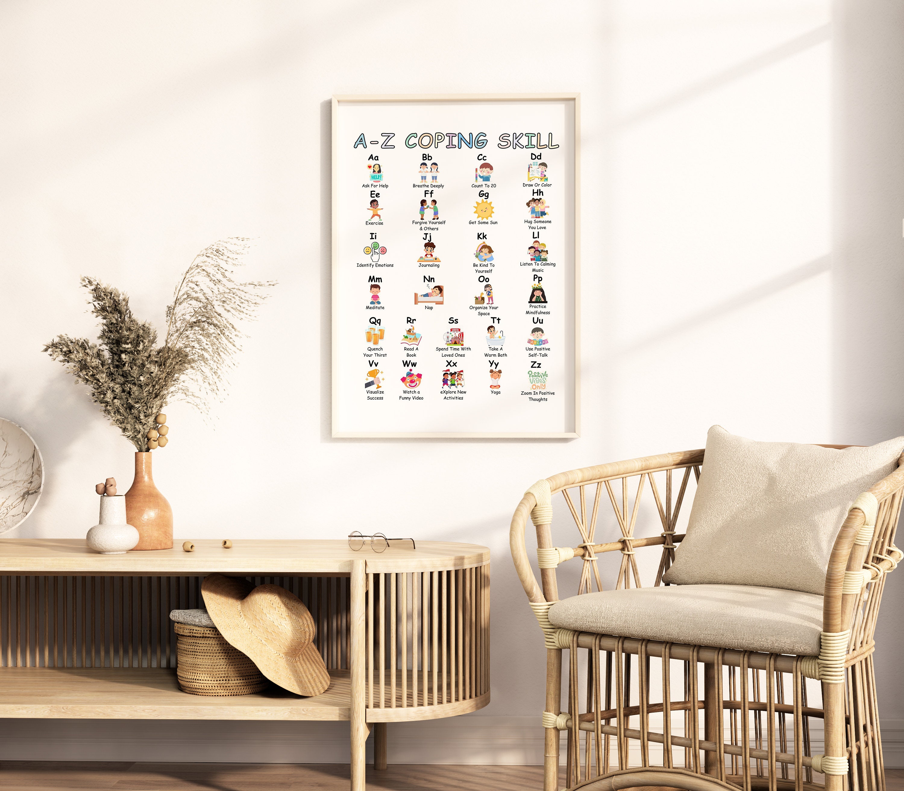 Coping Skills Alphabet Poster, A-Z Coping Skill Poster, Calming ...