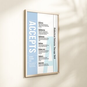 ACCEPTS DBT Poster, Distress Tolerance Skill, DBT Skill, Mental Health ...