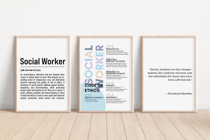 Social Work Values and Ethics, Social Work Posters for Office, Social ...