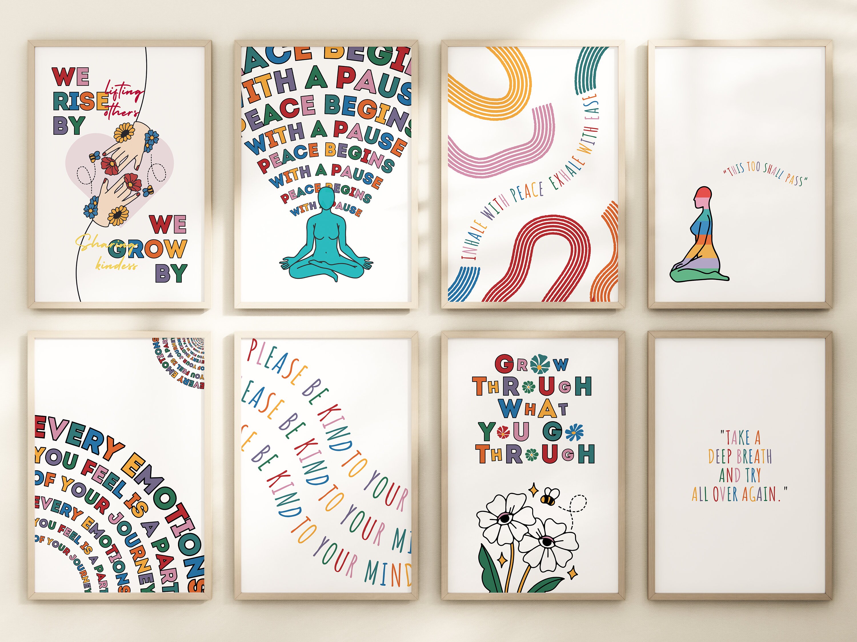 Set of 8 Retro Mental Health Posters, School Counseling Posters ...