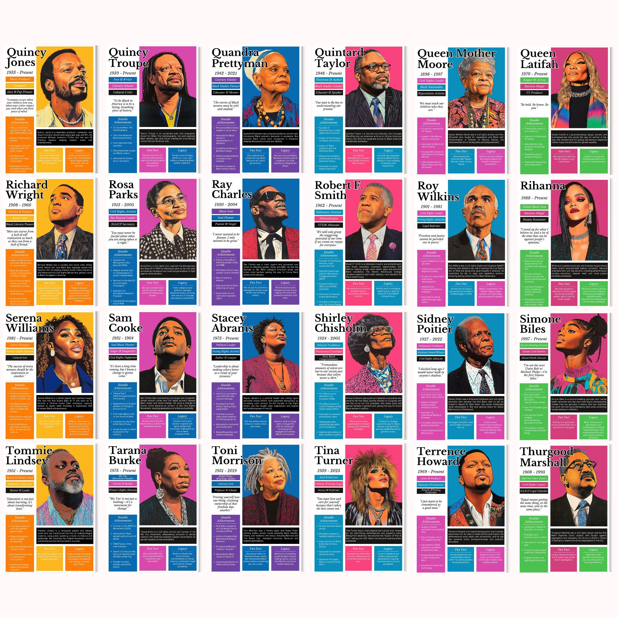 120 African American Icons Black History Month Posters, Juneteenth ...