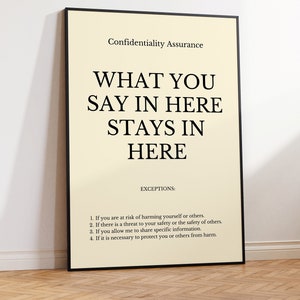 What You Say in Here Stays in Here Sign, Confidentiality Poster, School ...