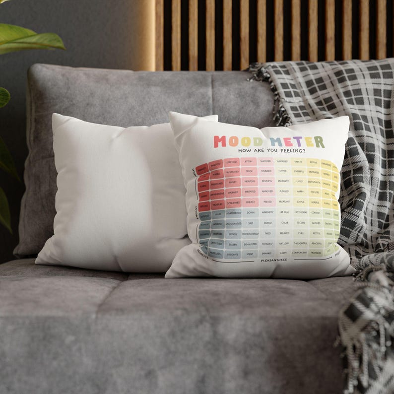 Therapy Office Pillow, Mood Meter and Coping Skills, Kids Mood Board ...