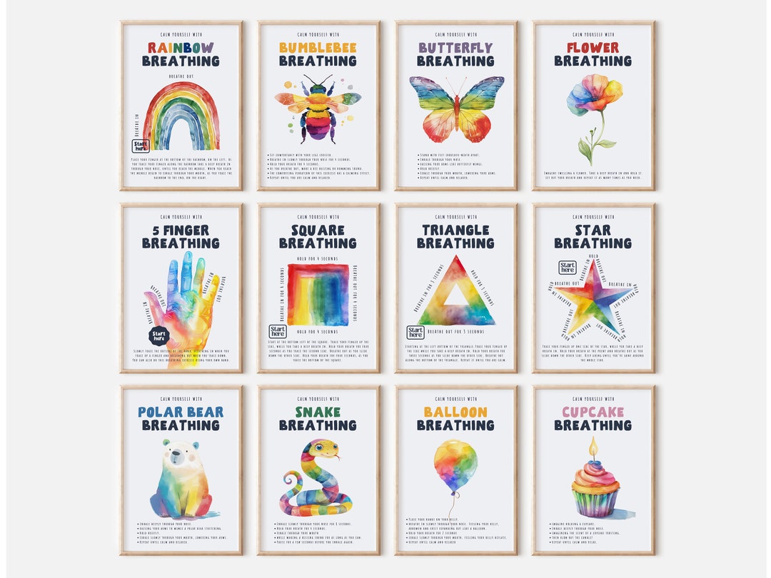 13 Mindful Breathing Poster, Calming Corner Activities, Anxiety Relief ...