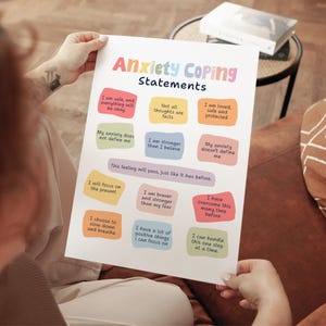 Anxiety Coping Statements Poster, Anxiety Affirmation, Grounding ...