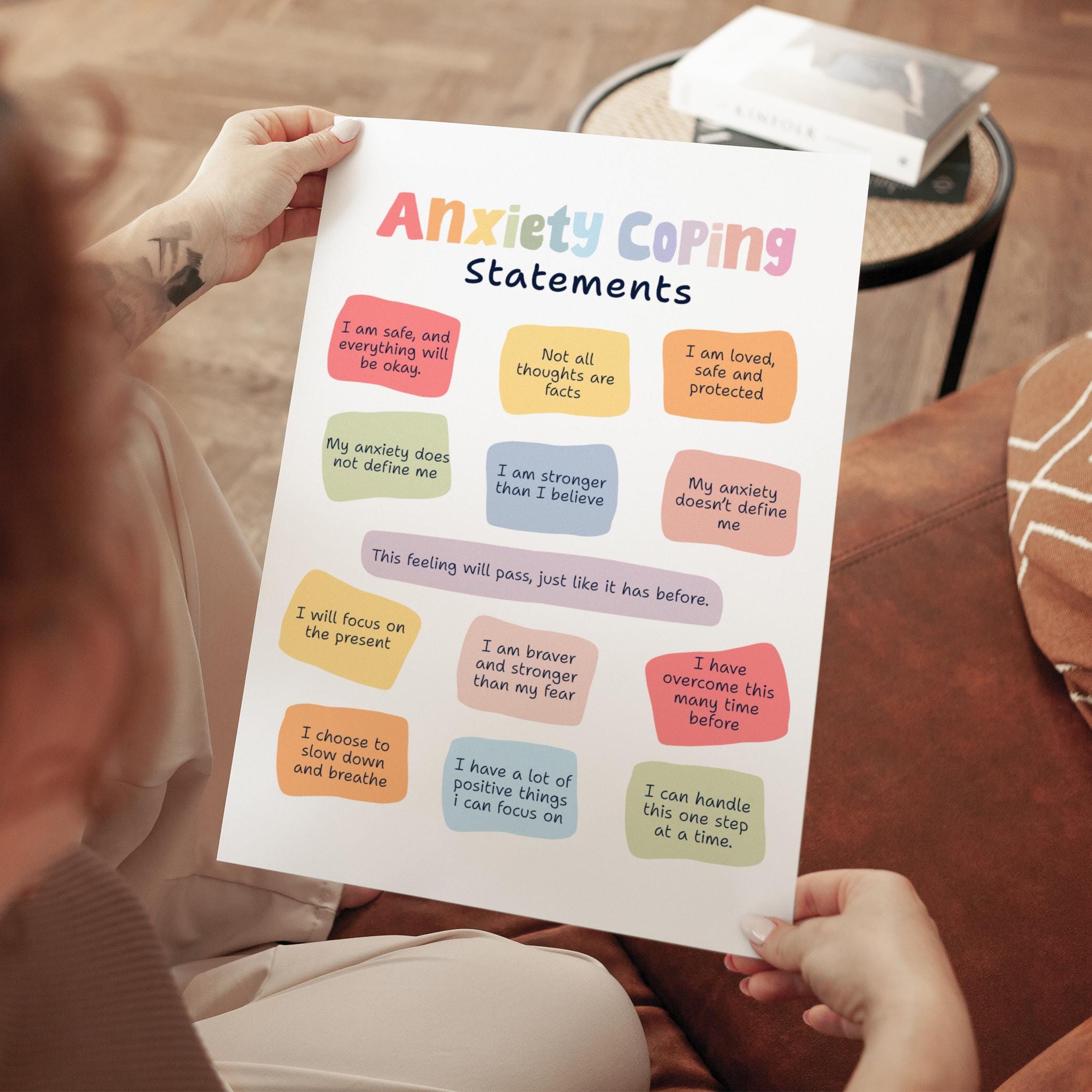 Anxiety Coping Statements Poster, Anxiety Affirmation, Grounding ...