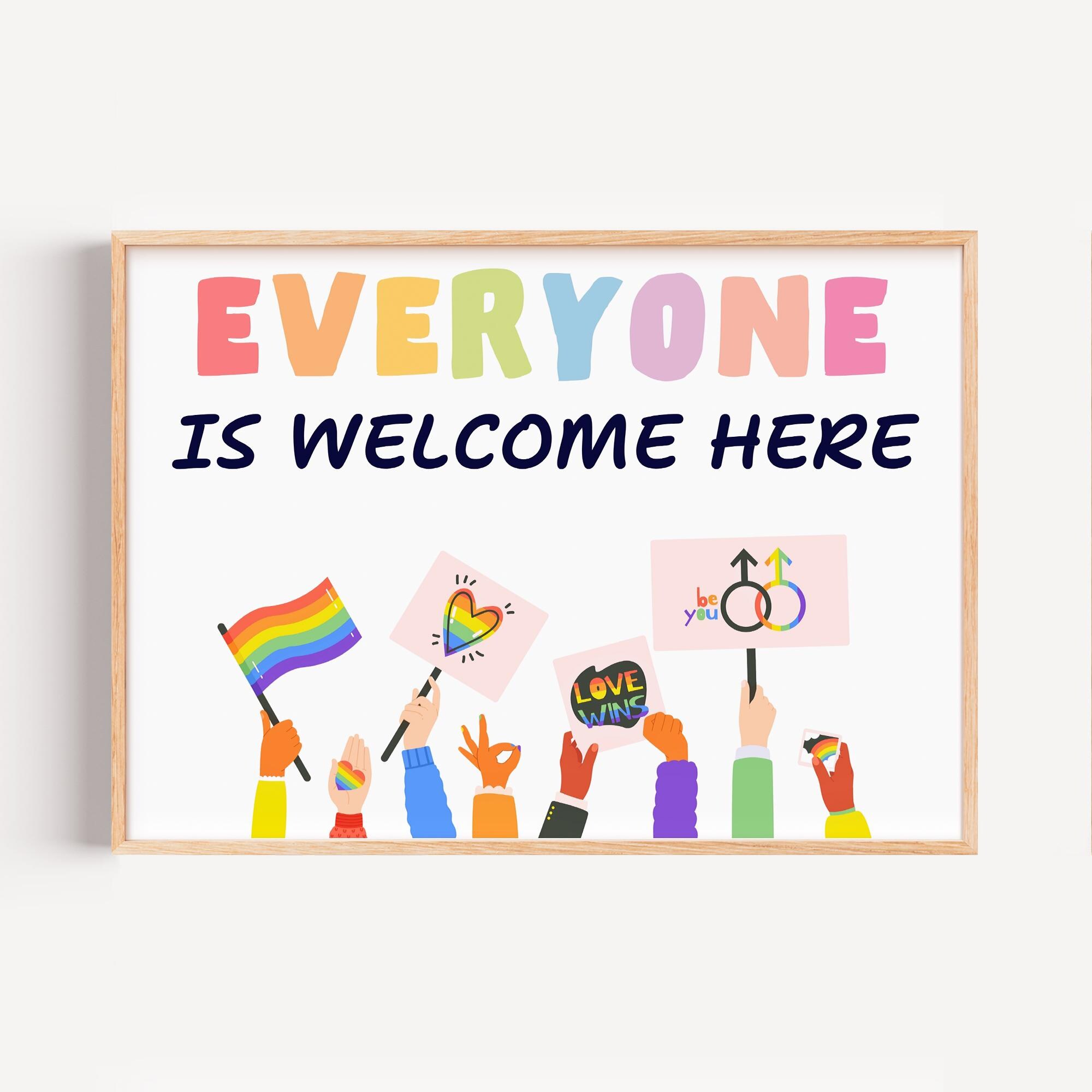 Everyone is Welcome Here Sign, Diversity and Inclusion Poster, Social ...