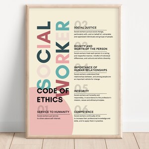 Social Work Office Decor, Social Worker Code of Ethics, Printable ...
