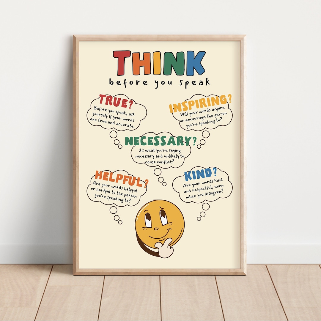 THINK Before You Speak Poster, Counseling Poster, Classroom Decor ...