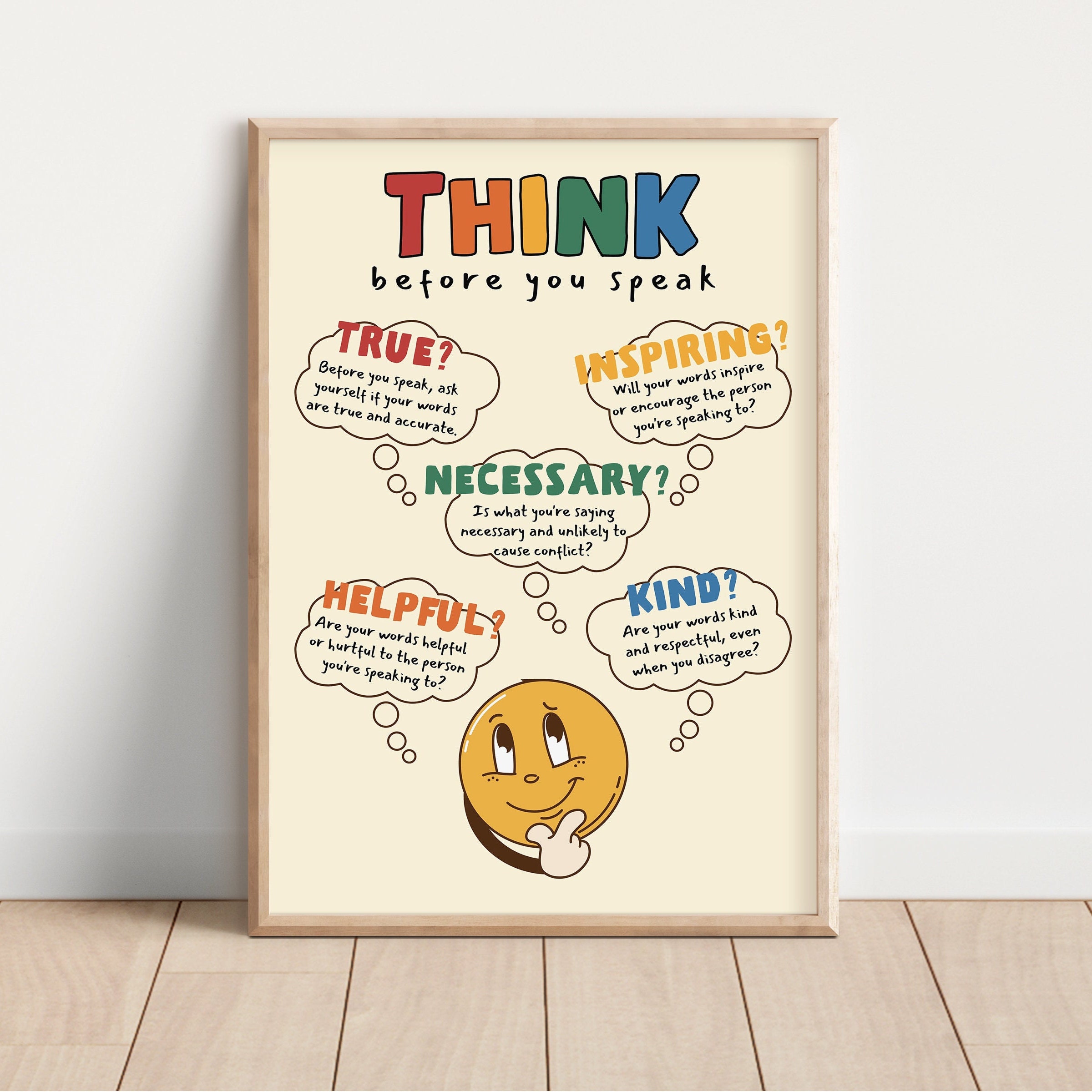 THINK Before You Speak Sign, Classroom Decor Poster, Think Acronym ...