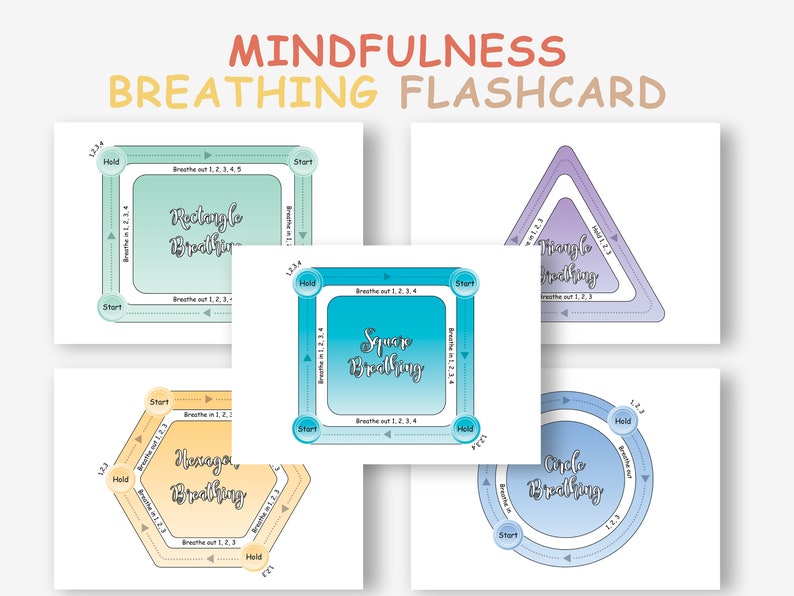 Mindful Breathing Poster for Kids, Mindfulness Breathing Cards, Deep ...