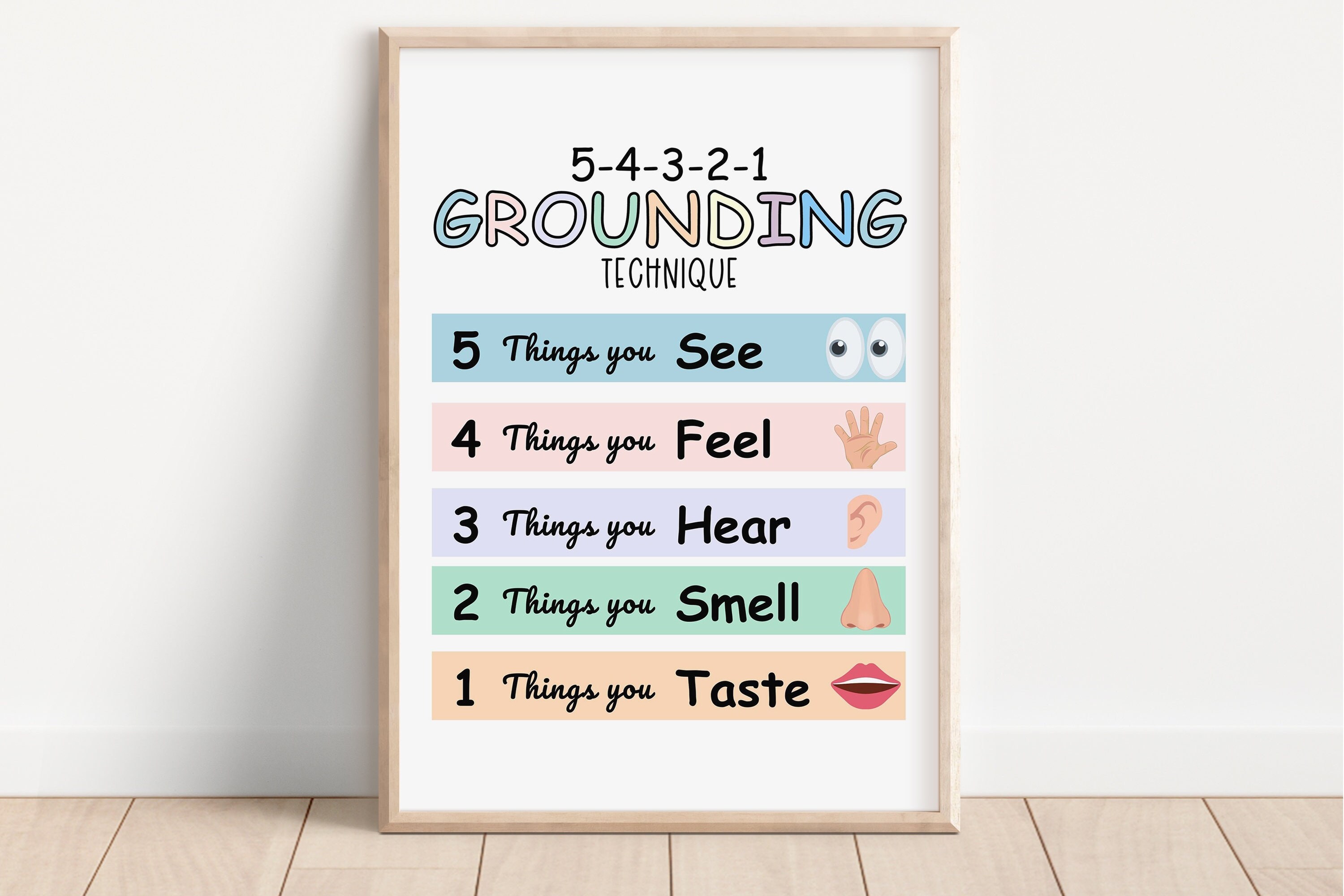 Grounding Technique Poster, 5 4 3 2 1 Grounding, Calming Strategies ...