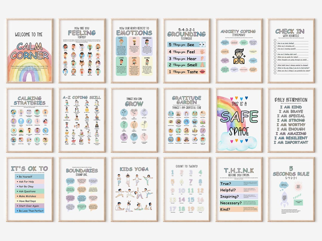 Calm Corner Posters, Calming Down Corner Printables, Kids Affirmation ...