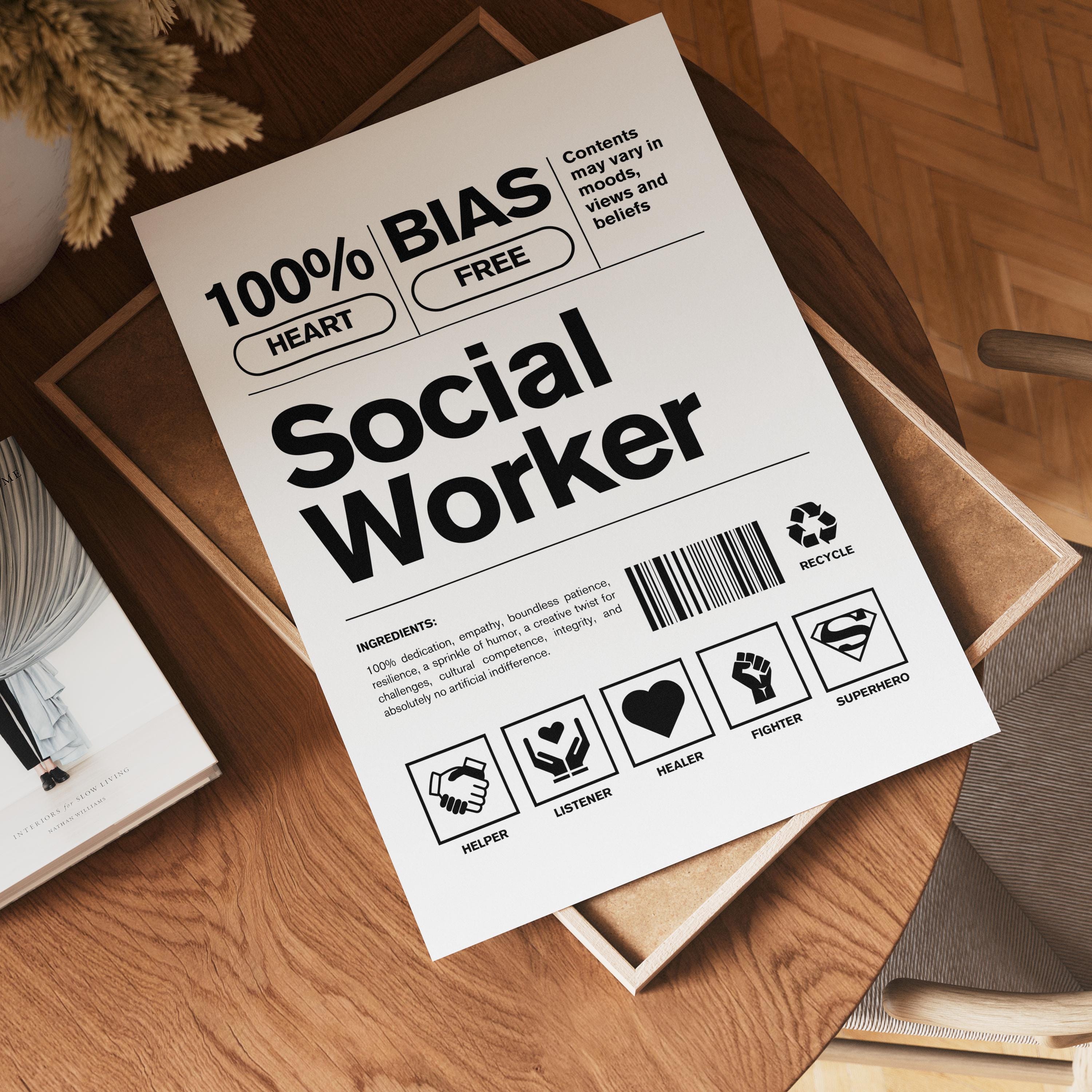 Social Work Poster, Social Worker Gifts, Social Worker Office Decor ...