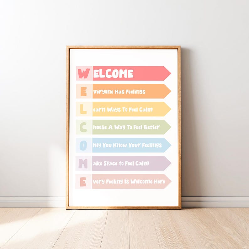 Welcome Sign Classroom, Calming Therapy Room Art, Emotional Regulation ...