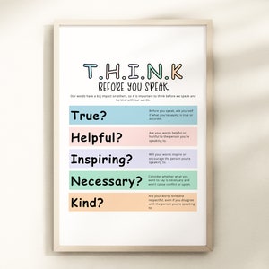 THINK Poster, Think Before You Speak Poster, Classroom Posters ...