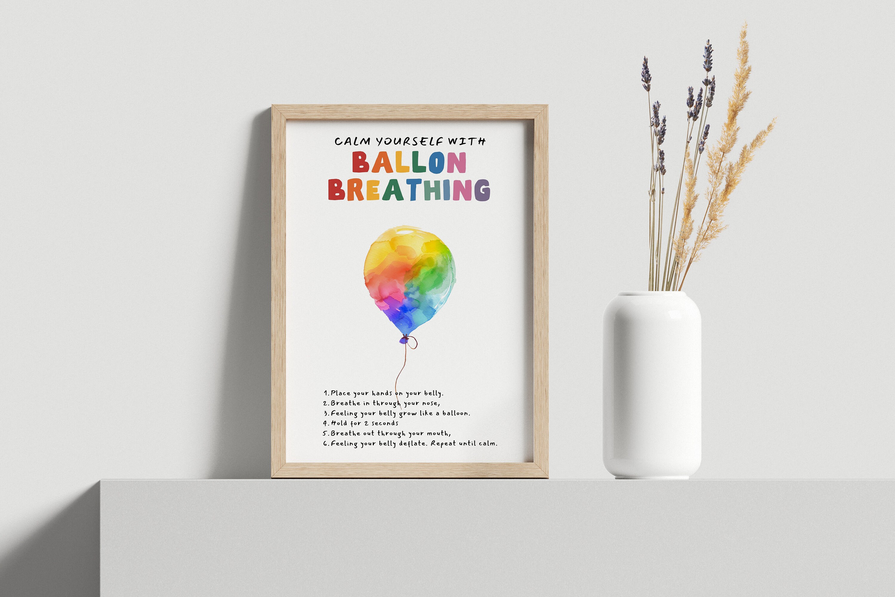 Mindful Breathing Poster, Breathing Exercises, Breathing Technique Poster, Balloon Breathing ...