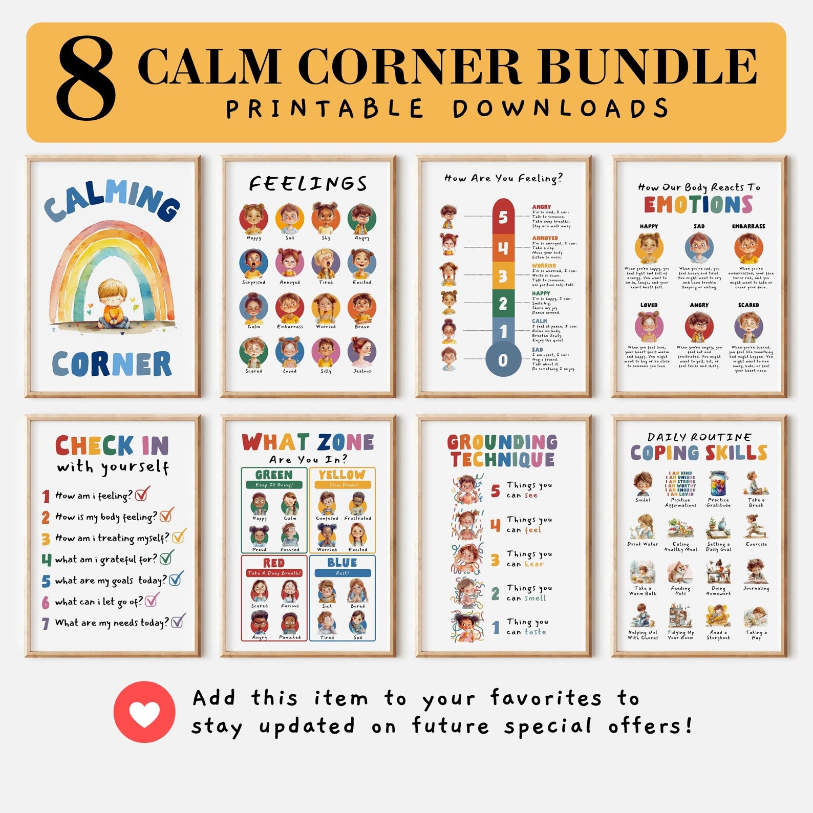 Calm Down Corner Posters Montessori Classroom Homeschool Decor Feelings ...