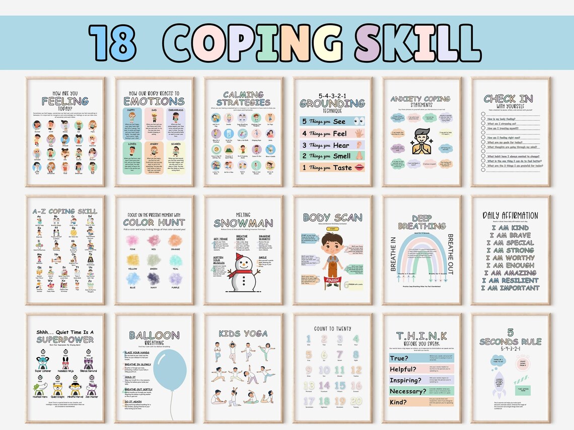 Calm Corner Bundle, Coping Skills Poster for Kids, Emotion Poster ...