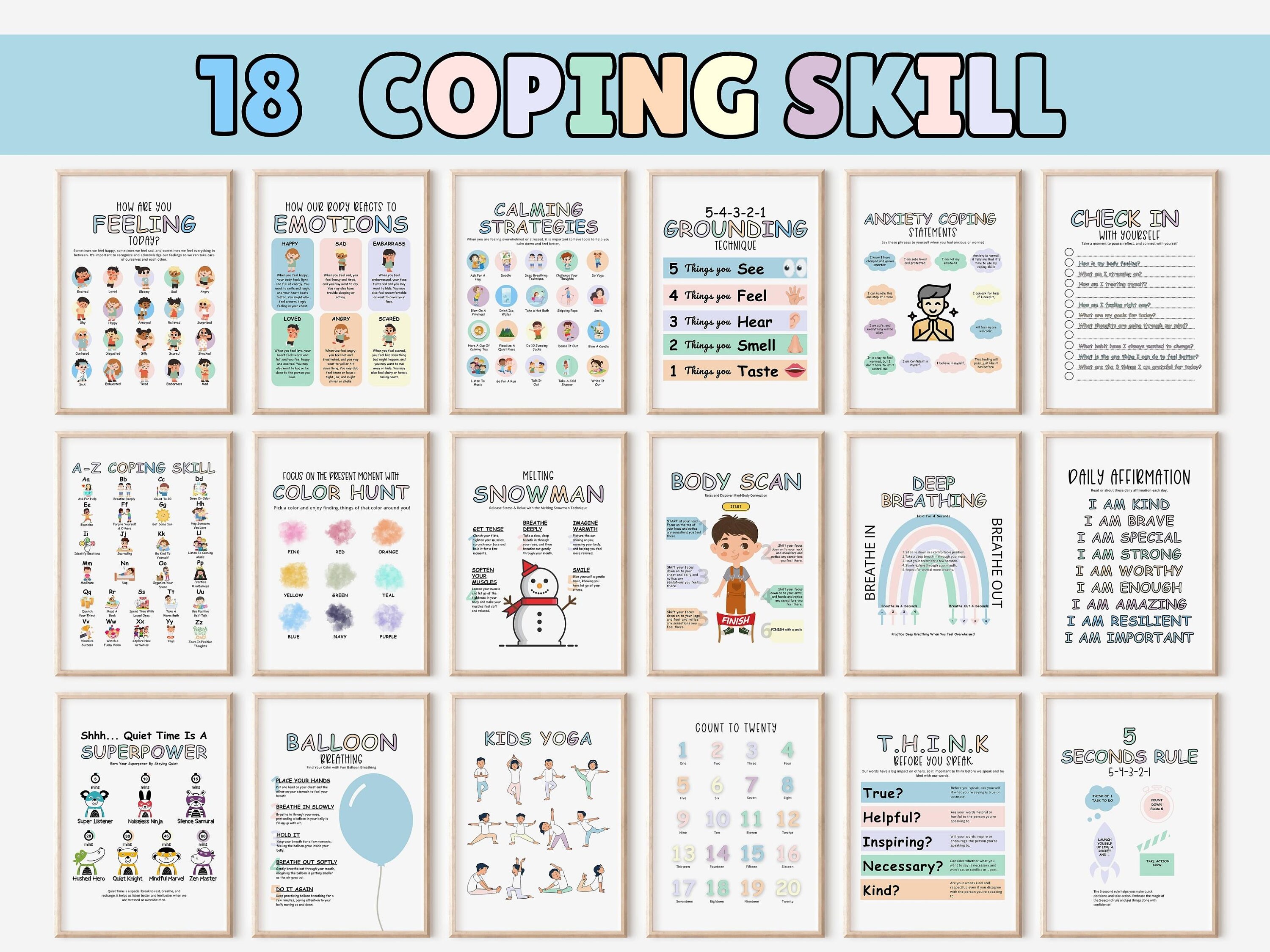 Calm Corner Bundle, Coping Skills Poster for Kids, Emotion Poster ...