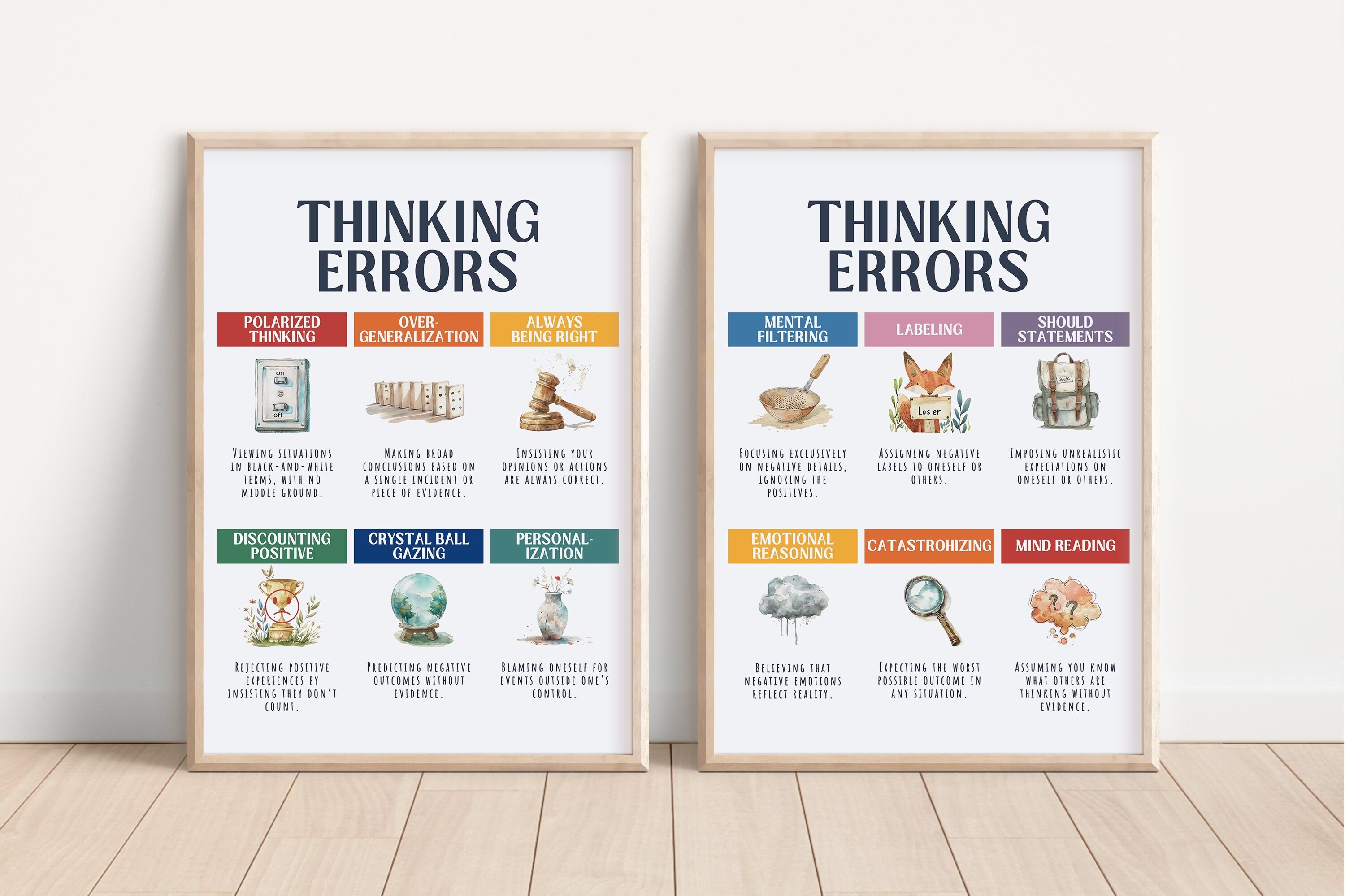 Thinking Errors Poster, Cognitive Distortion Poster, Mental Health ...