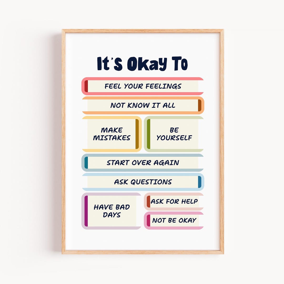 It's Okay to Feel Print, Motivational Kids Art, Positive Affirmation ...