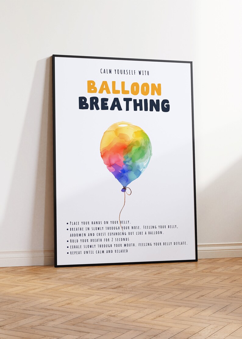 Mindful Breathing Poster, Coping Skill Poster, Breathing Technique ...