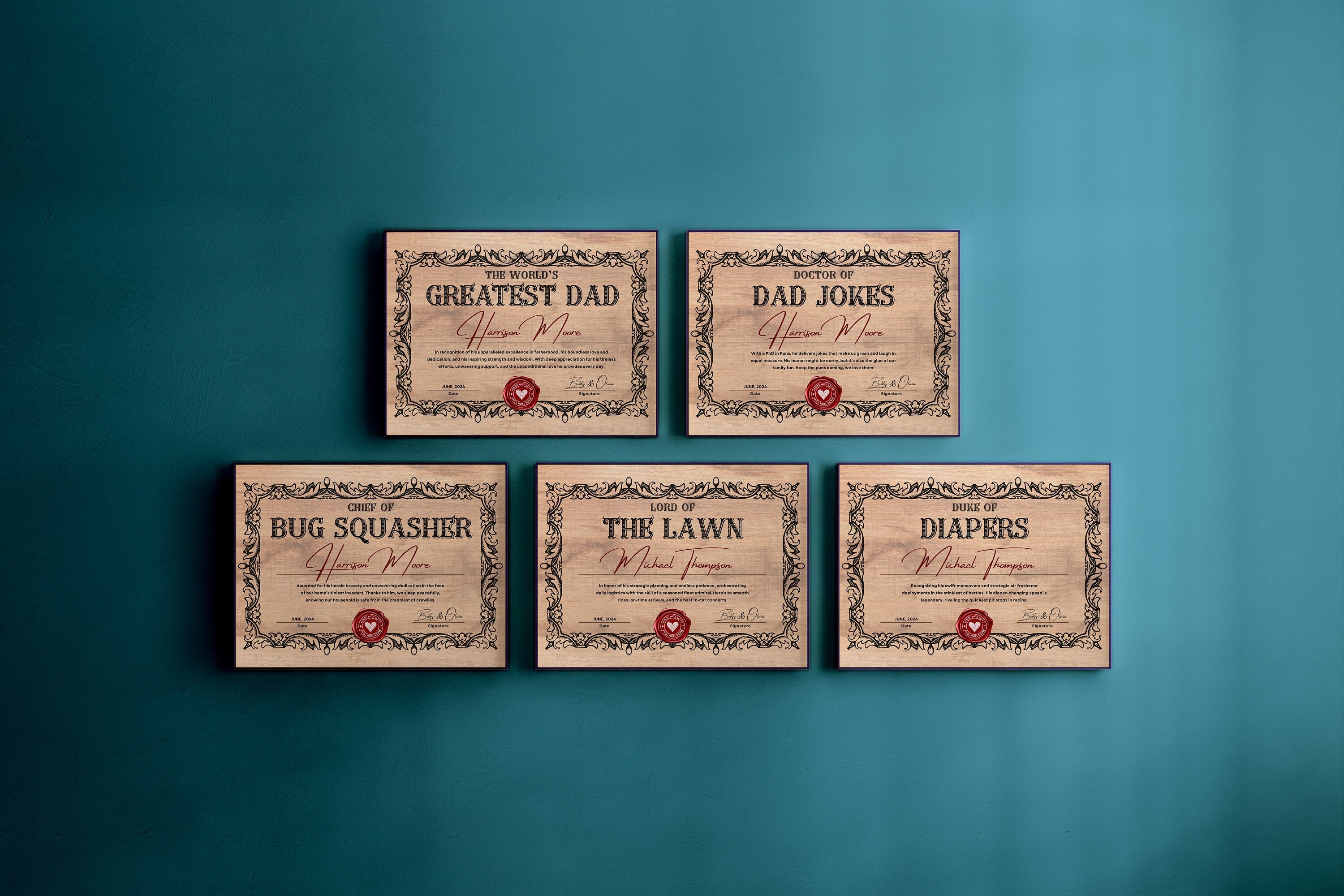 Greatest Dad Certificate Printable, Personalized Fathers Day Gift ...