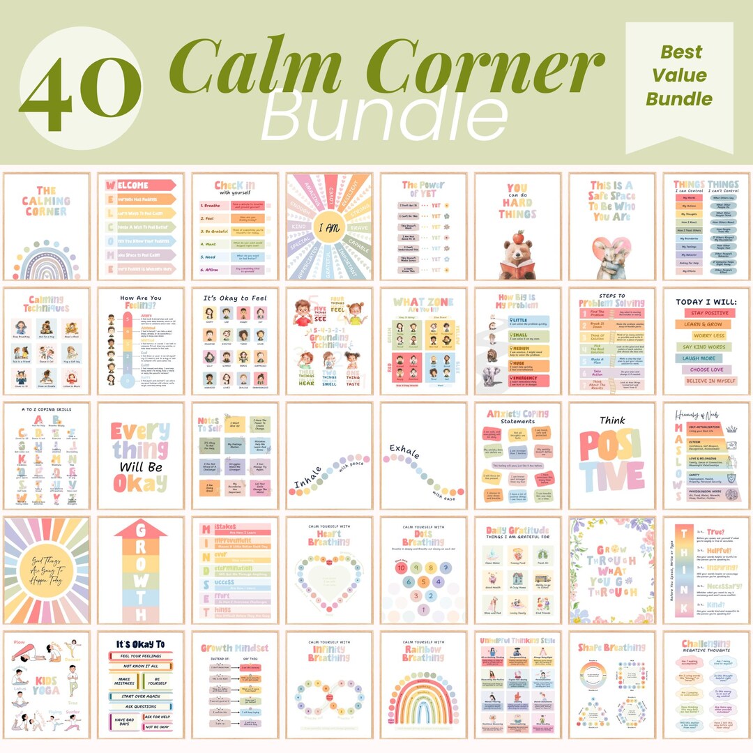 Calm Corner Posters, Calming Corner Posters, Homeschool Decor, Feelings ...