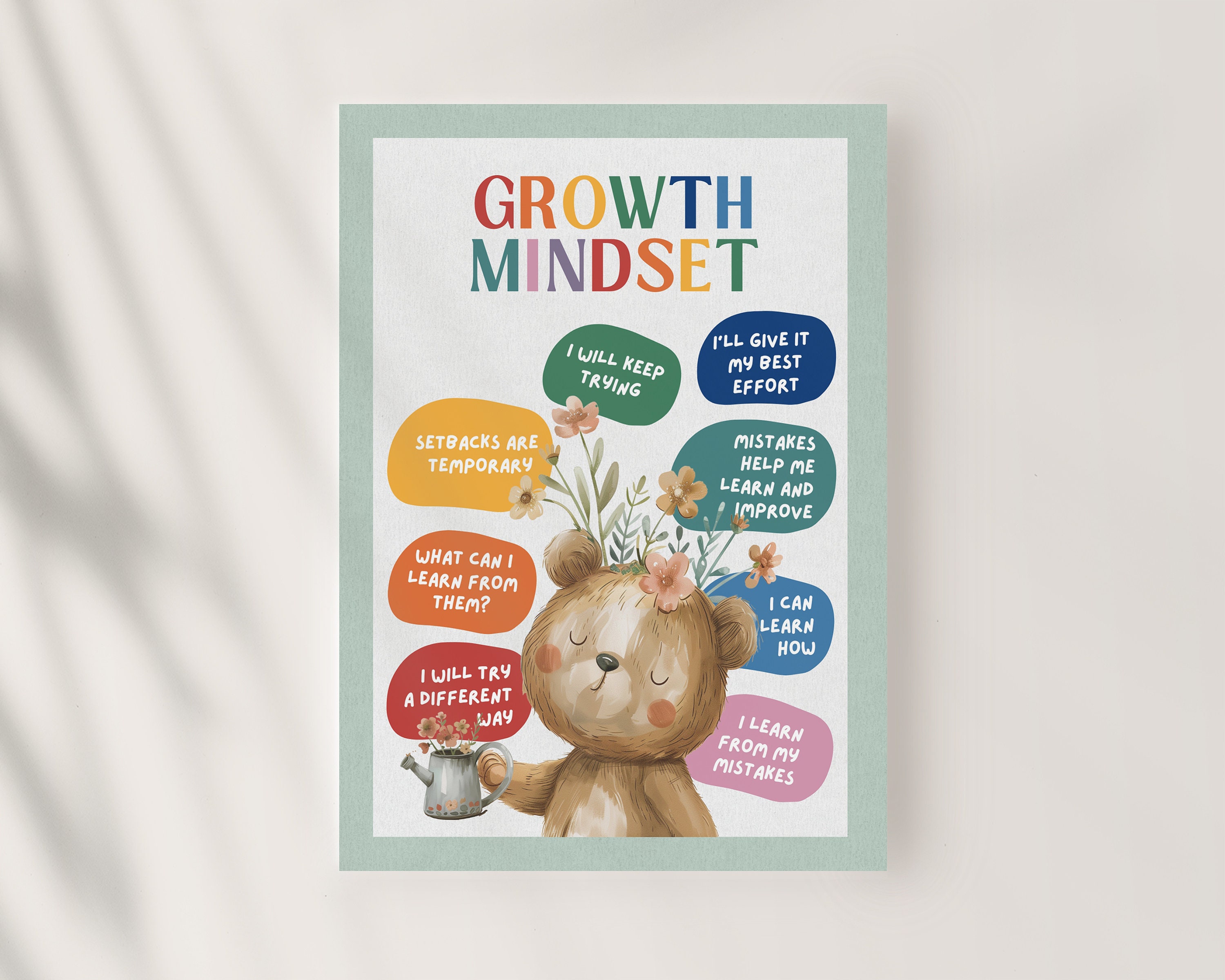 Growth Mindset Print, Calming Corner Poster, Mental Health Poster ...