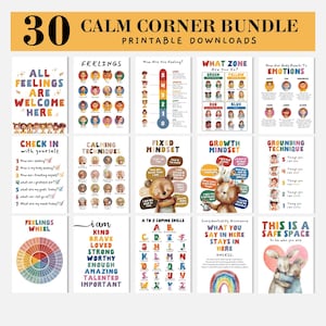 30 Calm Corner Poster Calm Down Corner Montessori Classroom Homeschool ...