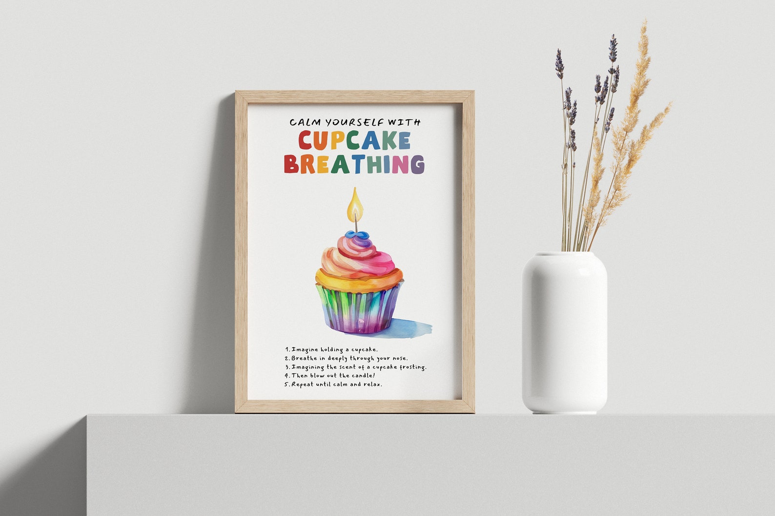 Mindful Breathing Poster, Breathing Technique Poster, Cupcake Breathing ...