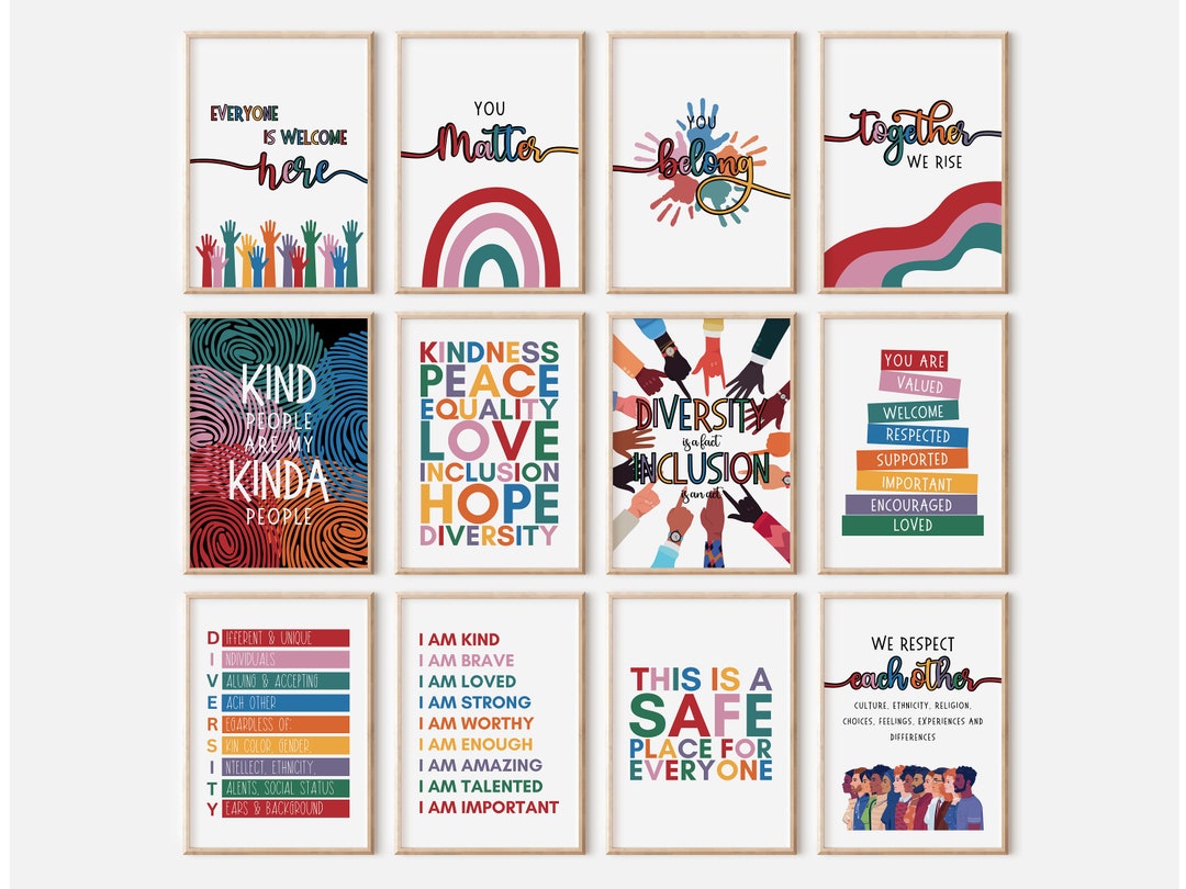 Set of 12 Diversity and Inclusion Posters, School Counselor Office ...