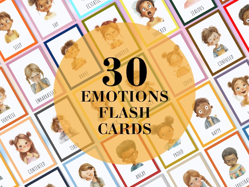 Emotions Flashcards, Montessori Feelings Cards, Feelings Flashcards ...