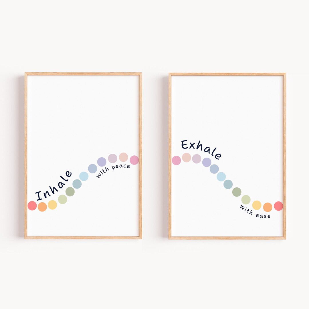 Inhale Exhale Art Print, Grounding Technique Poster, Anxiety Coping ...