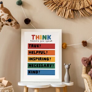 THINK Poster, Think Before You Speak Poster, Classroom Poster ...