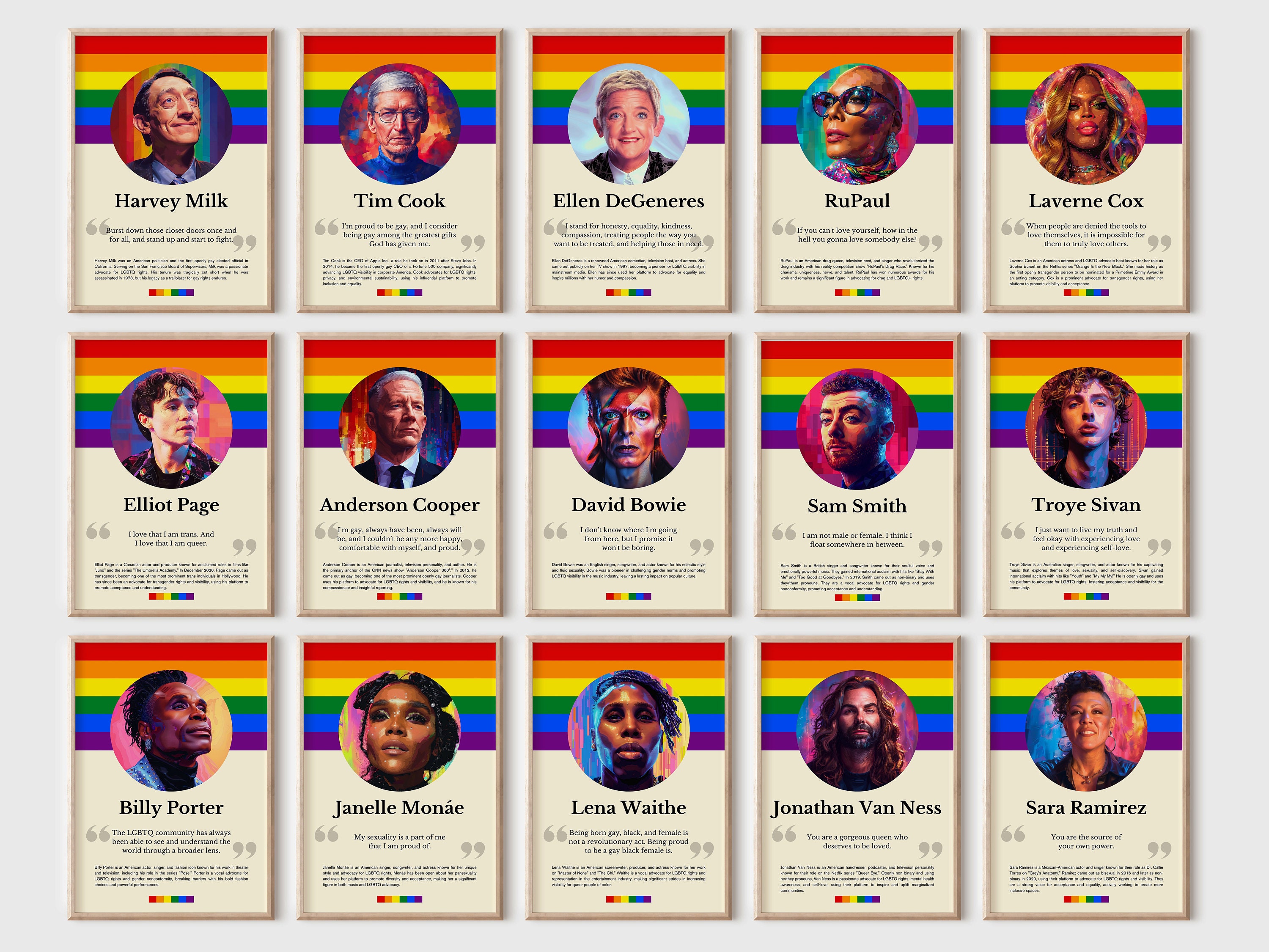 LGBT Bulletin Board Posters, Pride Month, 40 Pride Celebrity Icons, Gay ...